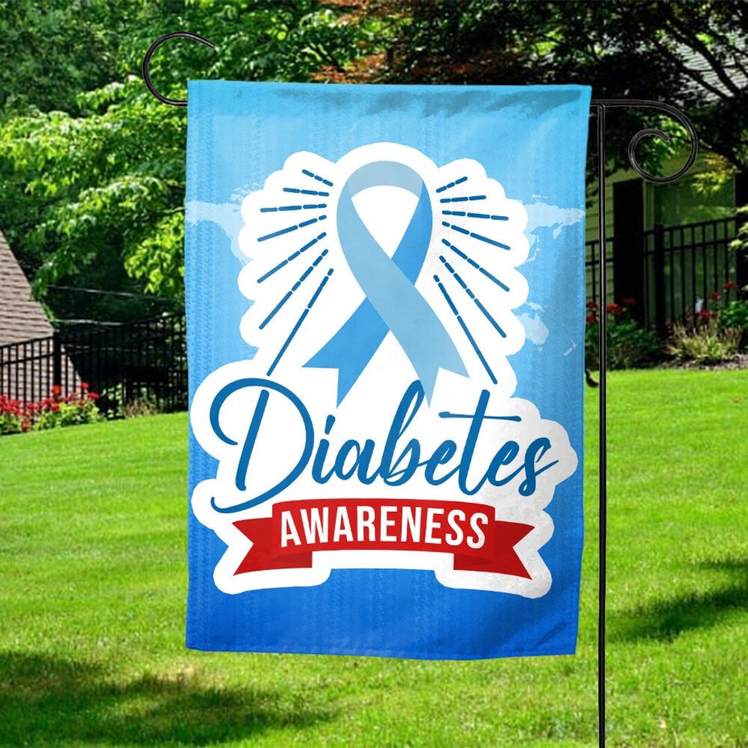 Diabetes Awareness Flag/diabetes Blue Ribbon Garden - Etsy