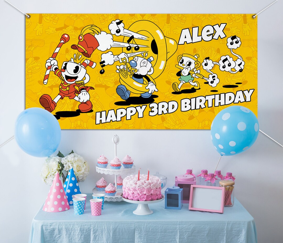 Cuphead Birthday Banner Cuphead Personalized Banner Games - Etsy