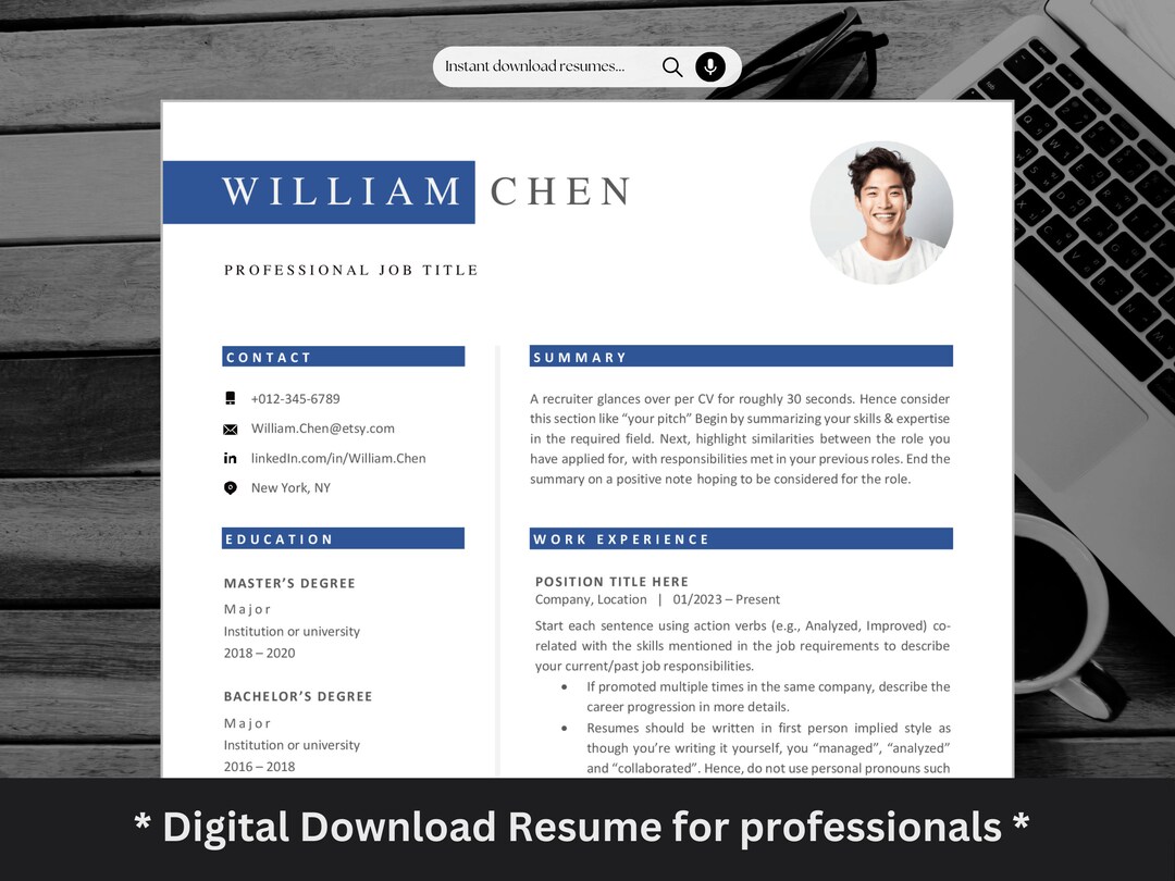 Resume Template for First Job Professional CV Template Modern CV for ...