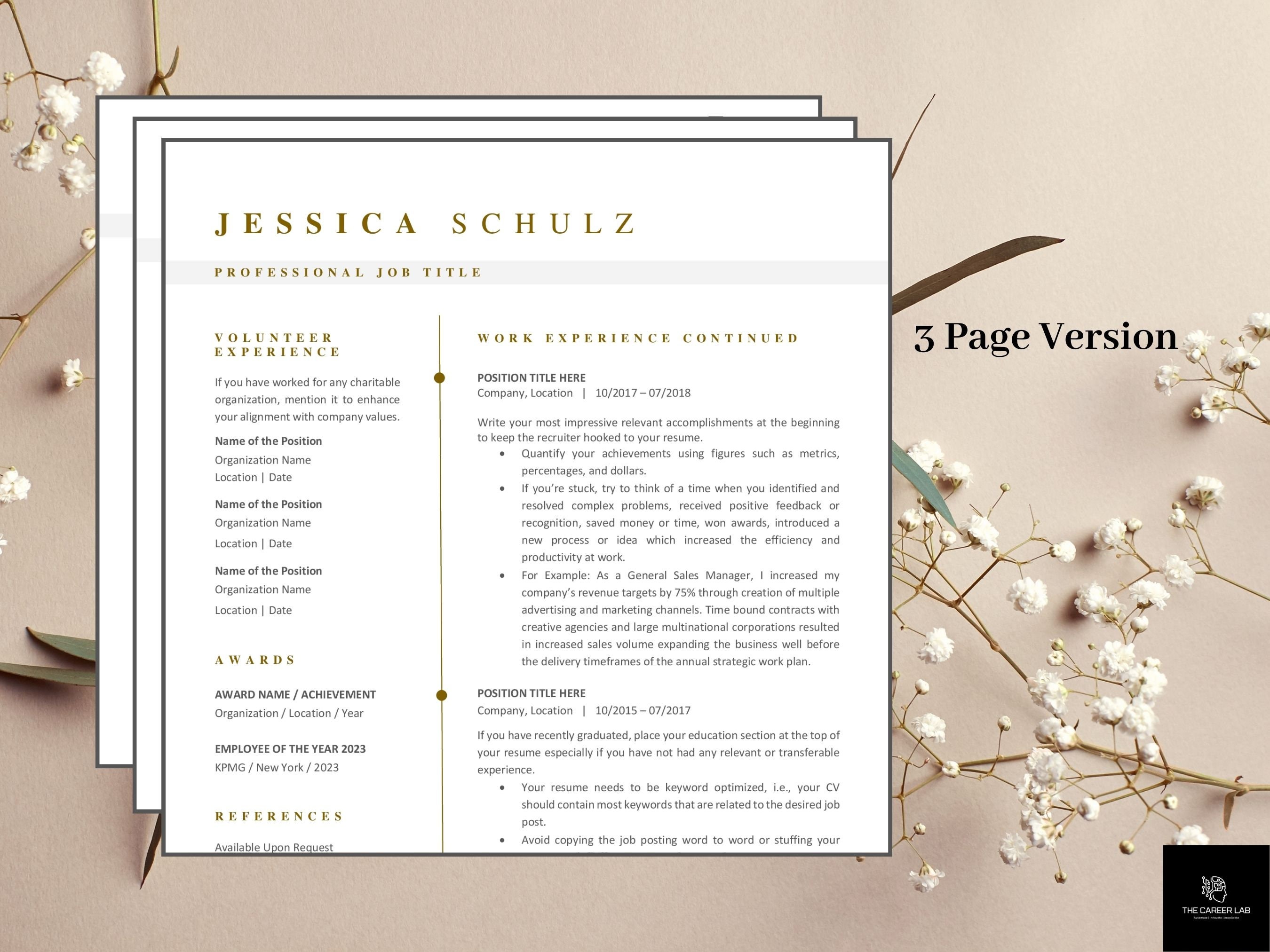 2024 Instant Download CV Template, Editable Resume Template in Word ...