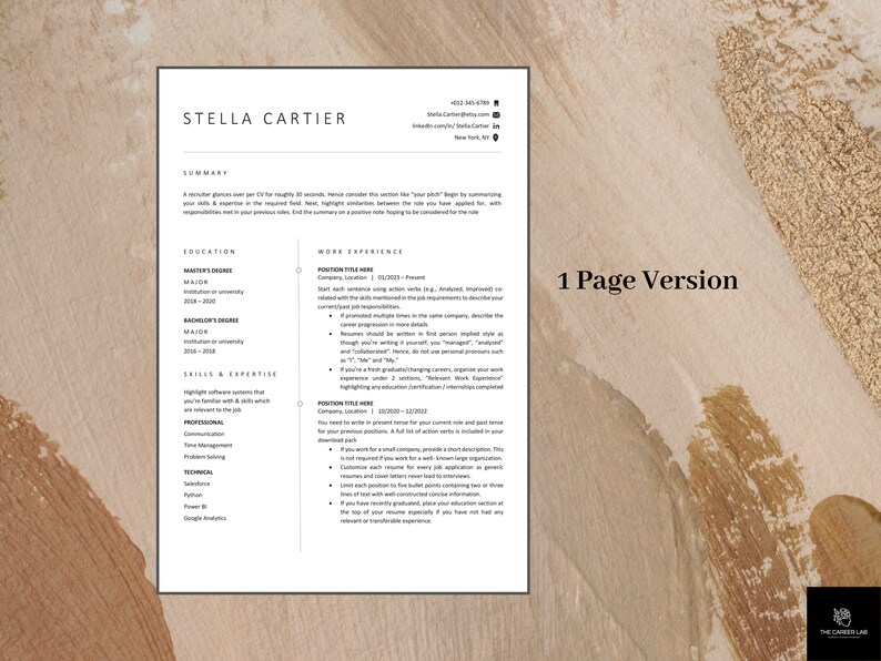 Modern Resume Template | Skills-based CV Design (word, Pages, Google ...