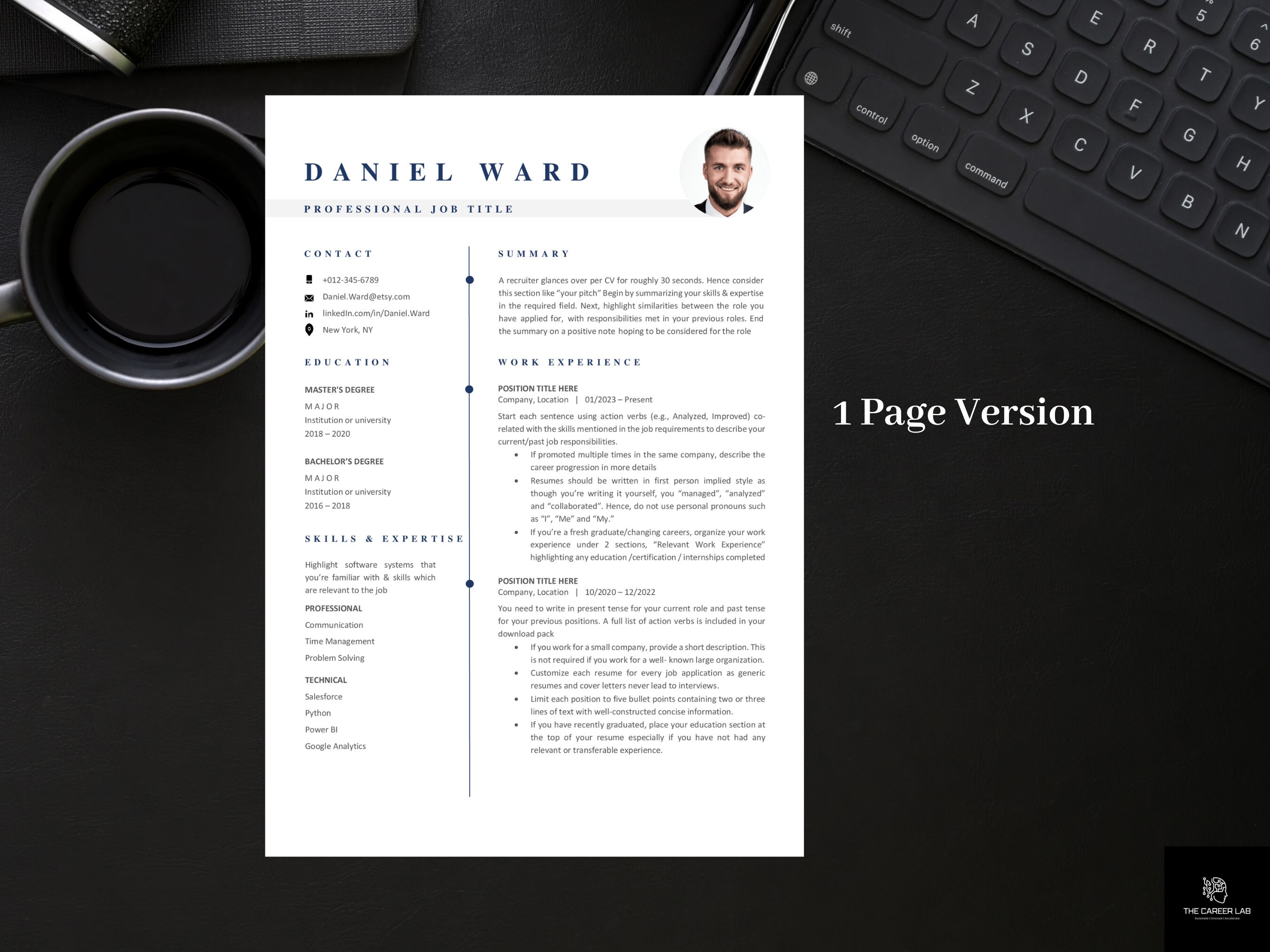 Skills-based Resume Template | Ats-friendly CV, Blue (word, Pages ...
