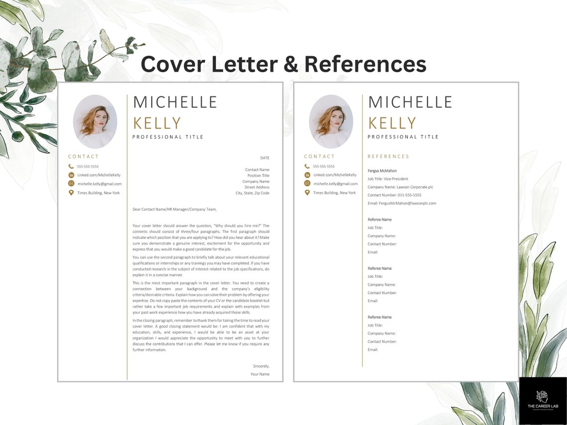 Modern Executive Resume Template for Word Professional CV With Photo ...