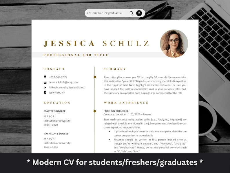 Skills Resume Template for Women | Elegant Gold CV (word, Pages, Google ...