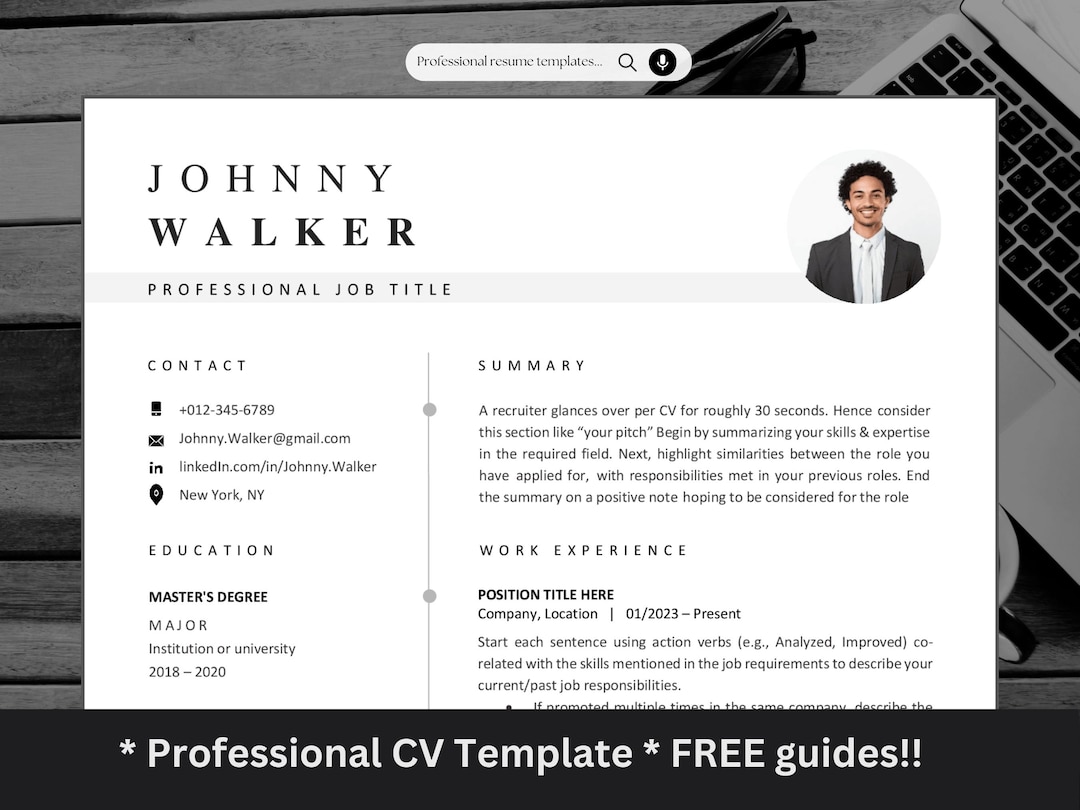 2024 Modern Stylish Resume Template With Photo Professional CV Design ...