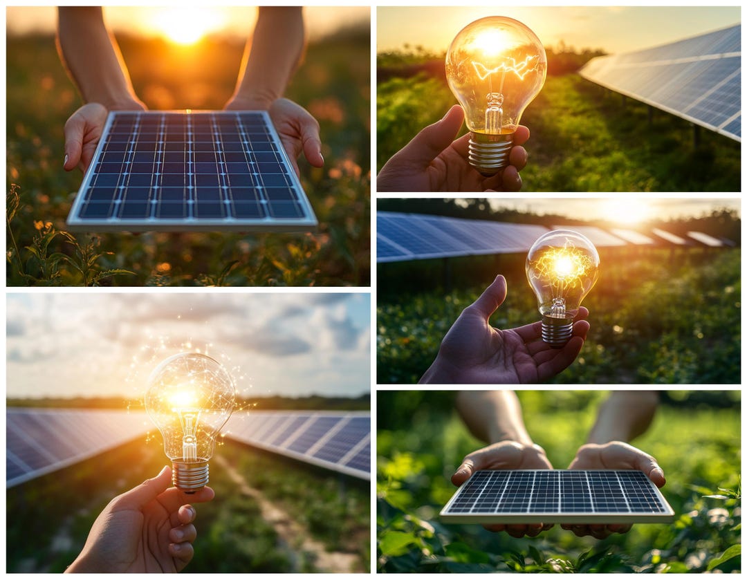 Solar Panel at Sunset, Symbolizing Clean and Sustainable Energy - Etsy