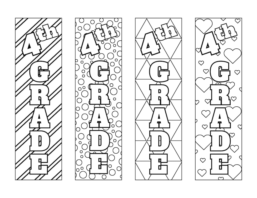 Coloring Bookmarks for 4th Grade, 4th Grade Activities - Etsy