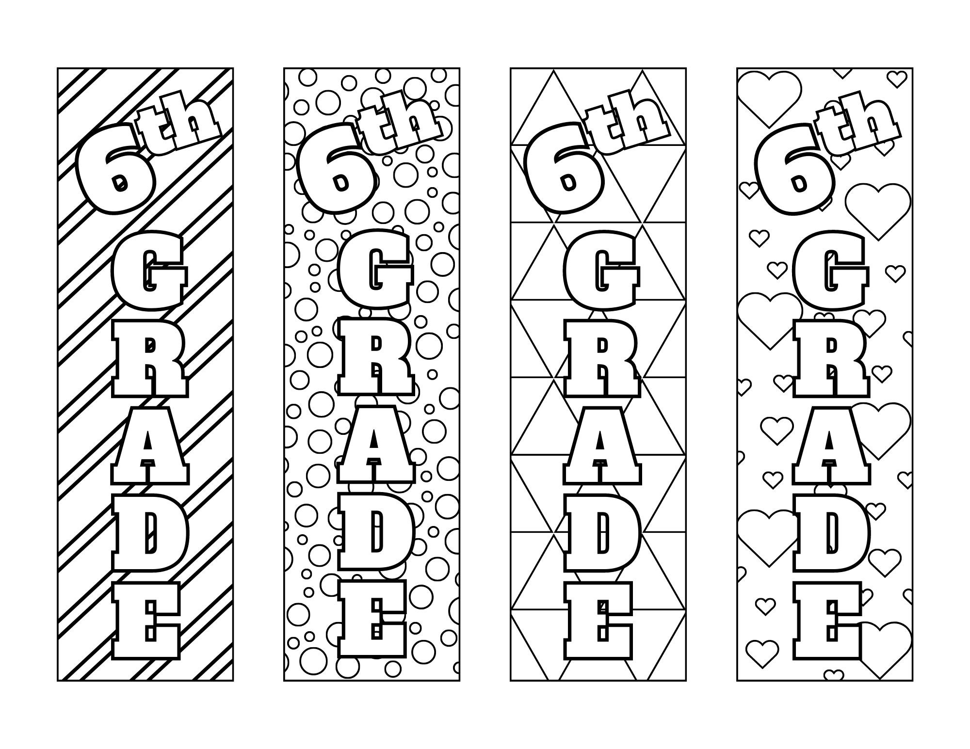 Coloring Bookmarks for 6th Grade, 6th Grade Activities - Etsy