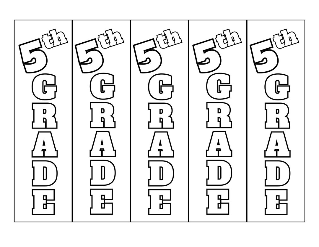 Coloring Bookmarks for 5th Grade, 5th Grade Activities - Etsy
