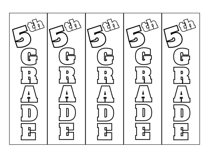 Coloring Bookmarks for 5th Grade, 5th Grade Activities - Etsy