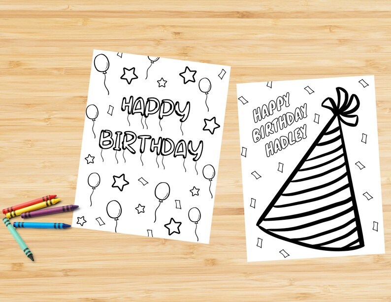 Personalized Coloring Pages for Kids Birthday, Set of 5 Customized Kids ...