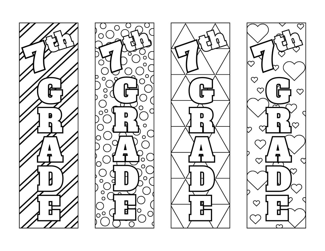 Coloring Bookmarks for 7th Grade, 7th Grade Activities - Etsy