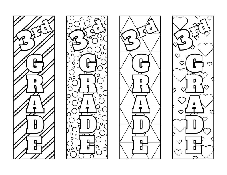 Coloring Bookmarks for 3rd Grade, 3rd Grade Activities - Etsy