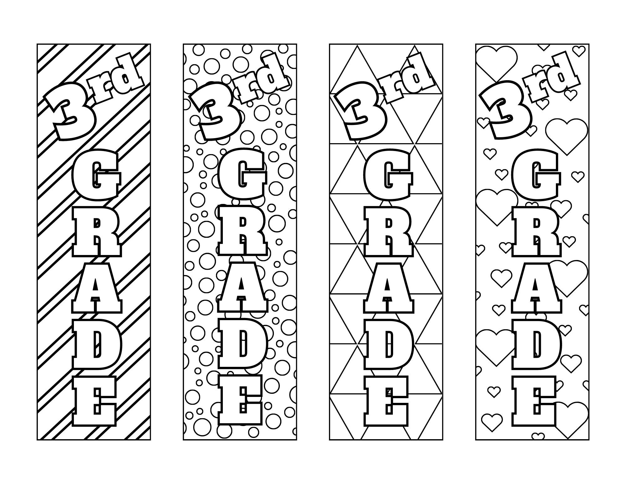 Coloring Bookmarks for 3rd Grade, 3rd Grade Activities - Etsy