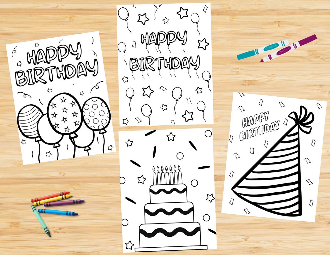 Coloring Pages for Kids Birthday, Birthday Party Activities for Kids - Etsy