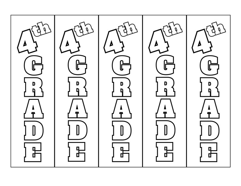 Coloring Bookmarks for 4th Grade, 4th Grade Activities - Etsy