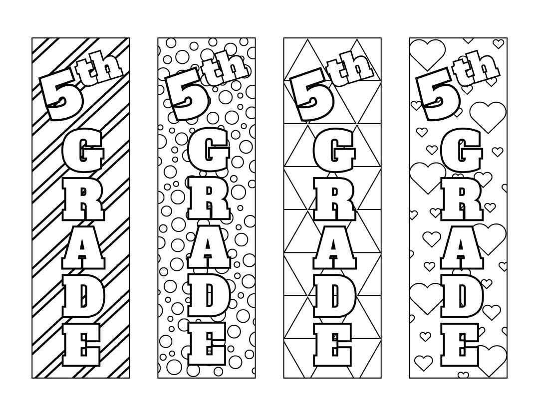 Coloring Bookmarks for 5th Grade, 5th Grade Activities - Etsy