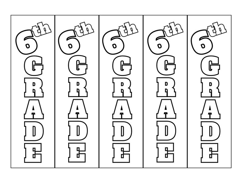 Coloring Bookmarks for 6th Grade, 6th Grade Activities - Etsy