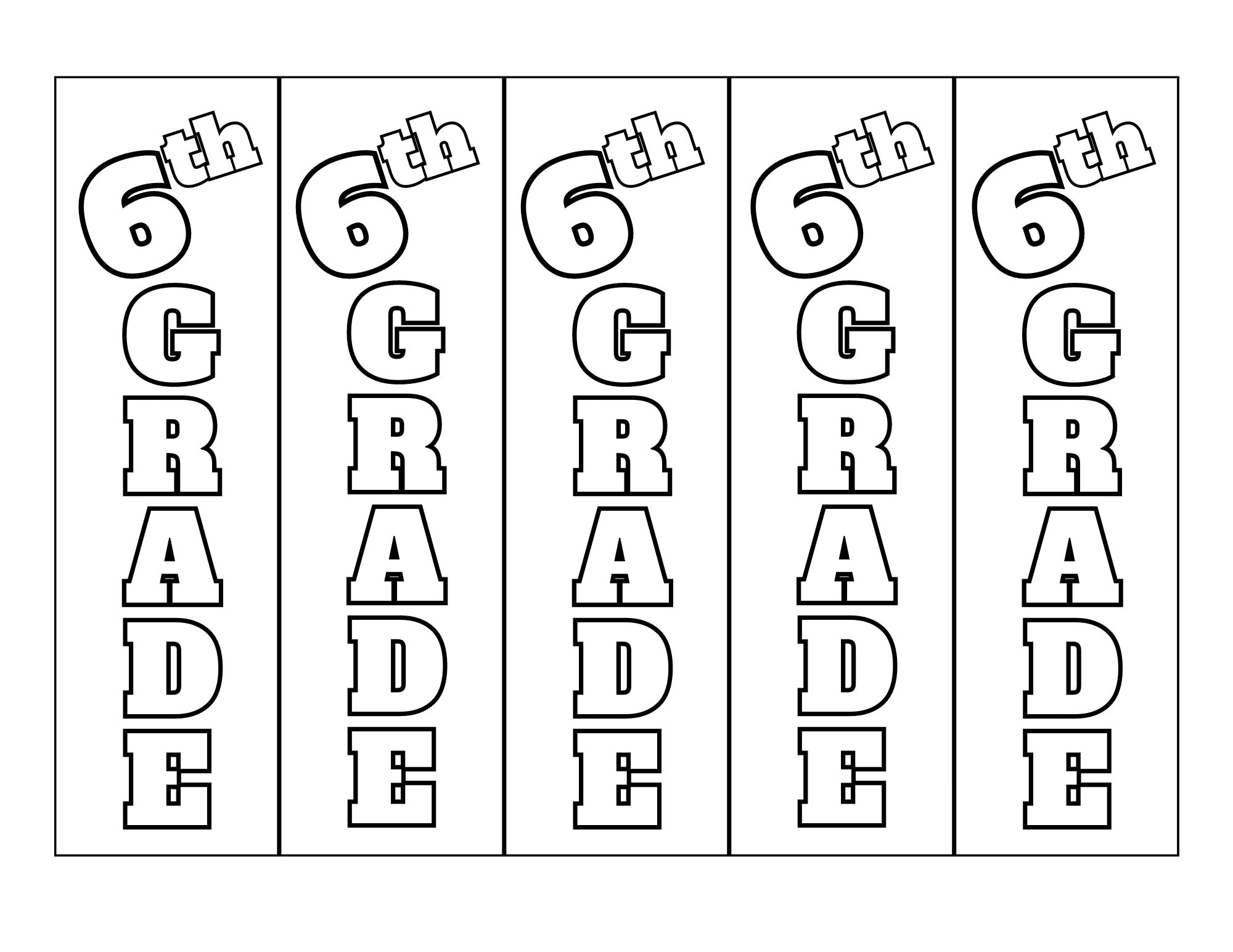 Coloring Bookmarks for 6th Grade, 6th Grade Activities - Etsy