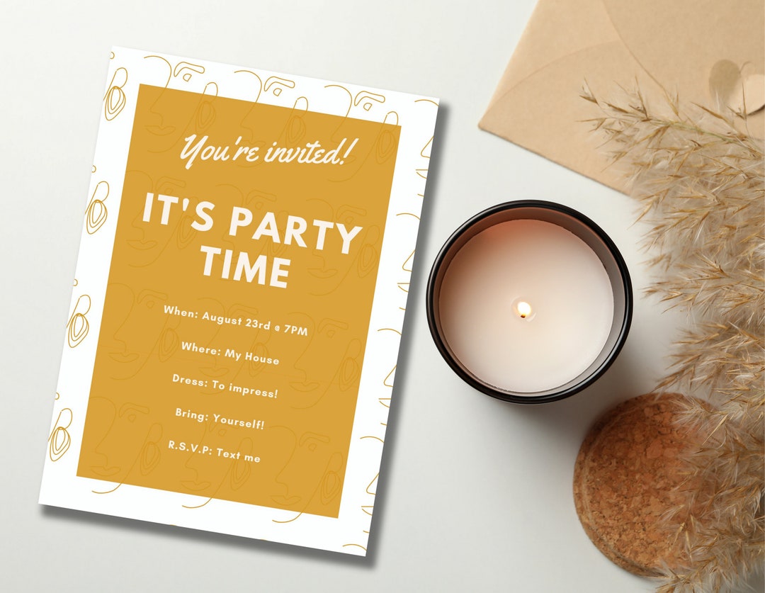 Simple Party Invitation Modern Minimal Editable Invitation - Etsy
