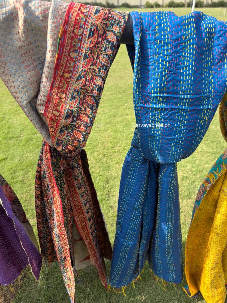 Silk Sari Scarf Lot – Vintage Indian Wraps, Mixed Colors, Gift for ...