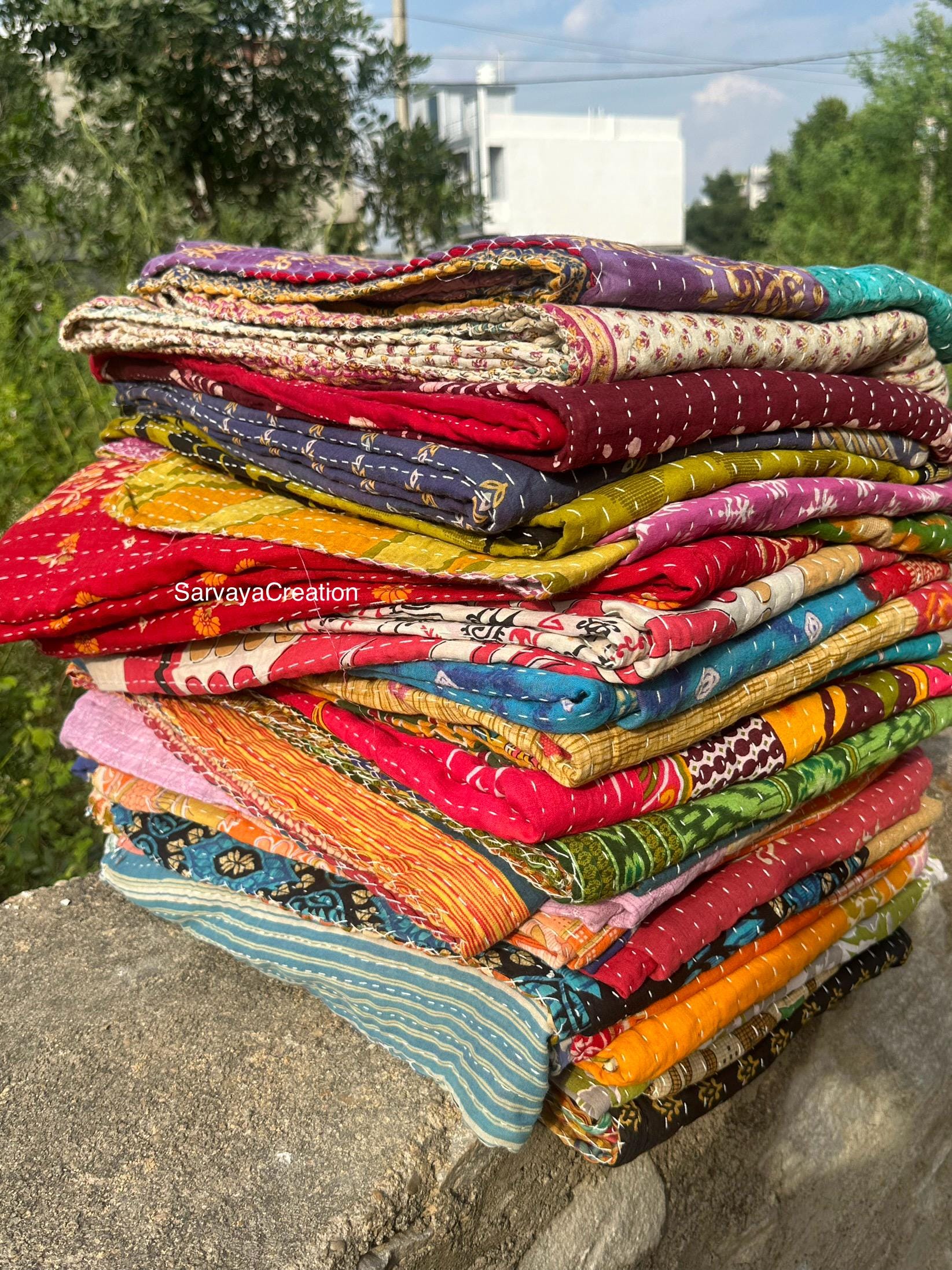 Wholesale Lot Vintage Kantha Quilt, Indian Sari Quilt Kantha Throw ...