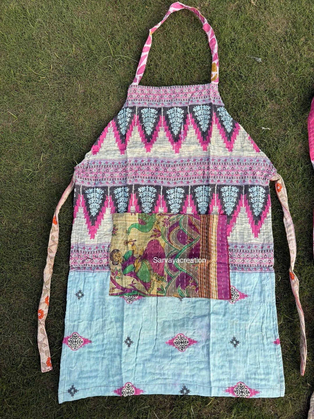 Vintage Kantha Patchwork Apron: Recycled Cotton Kitchen Apron - Etsy