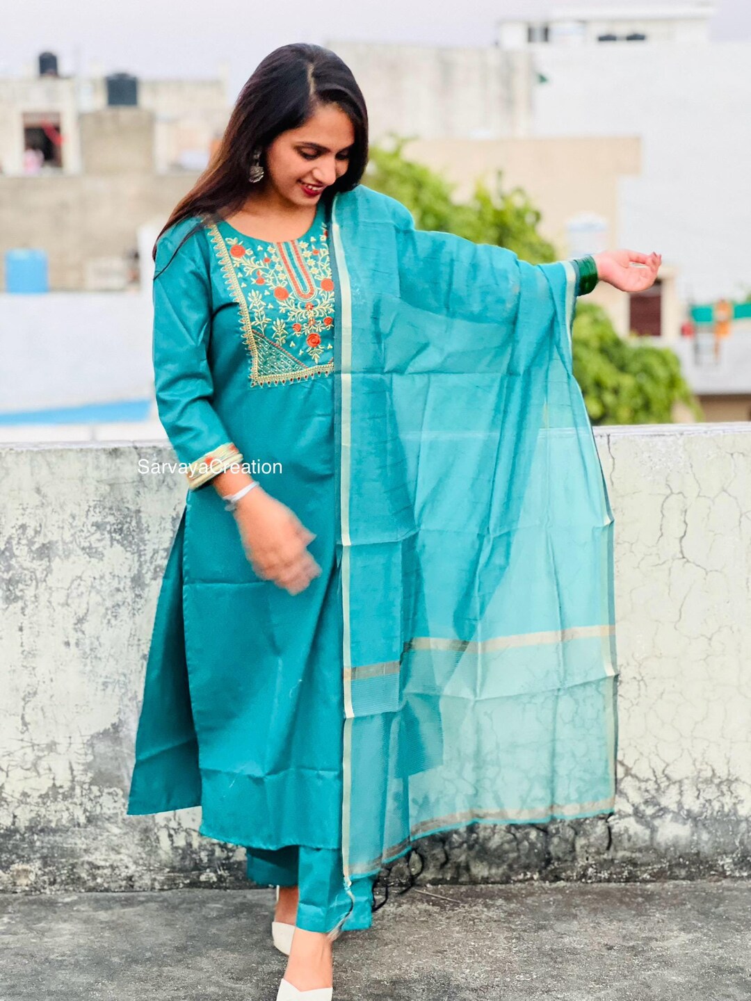 Beautiful Women Shalwar Kameez Suit Women Embroidered 3pc Set Pakistani ...