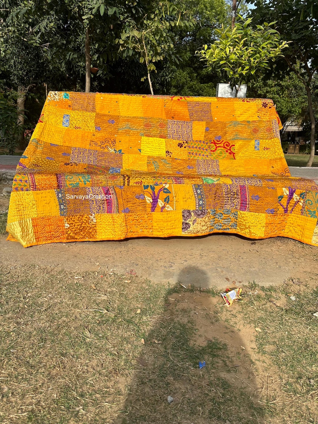 Recycled Indian Sari Patchwork Blanket Handmade Kantha King Size ...