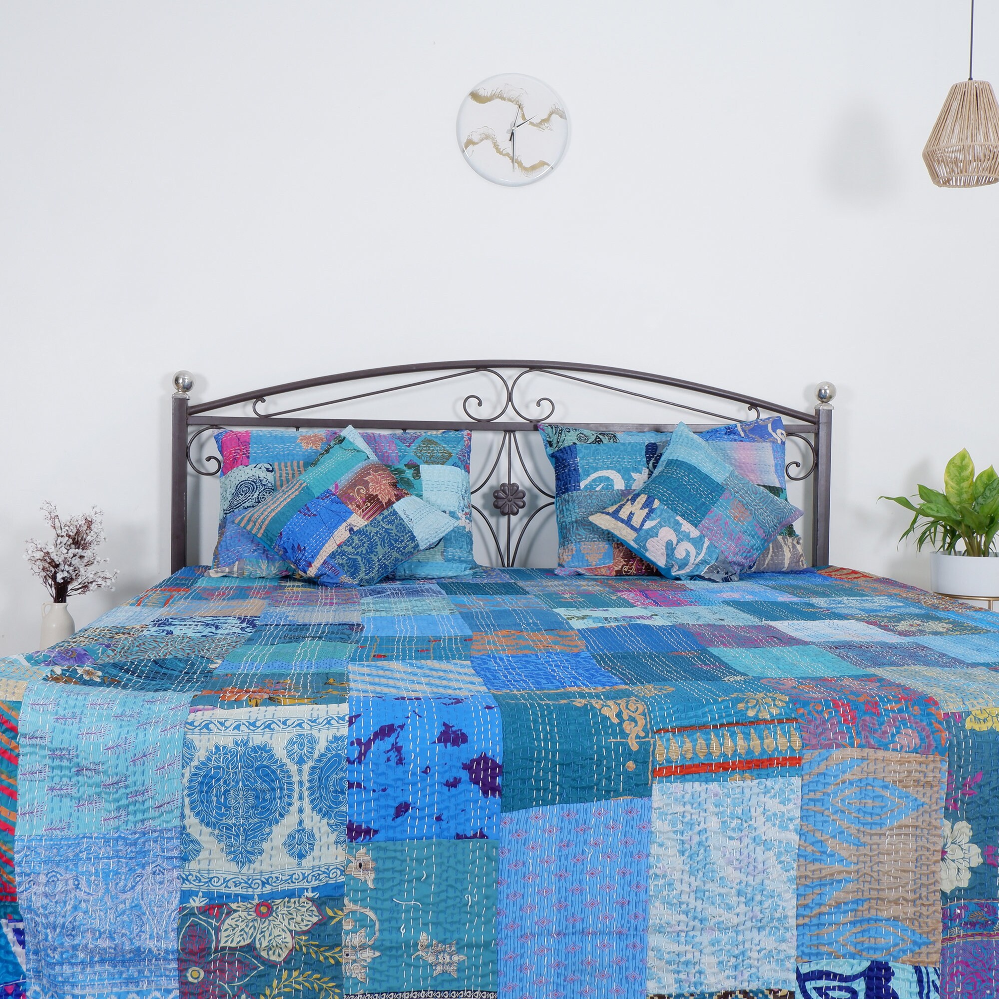 Indian Patchwork Quilt Kantha Quilt Handmade Vintage Quilts Boho King ...