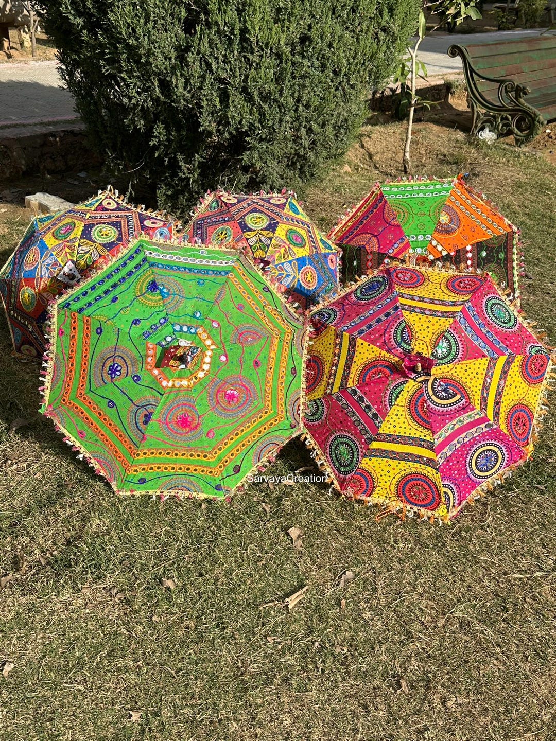 Floral Embroidered Decorative Umbrella Indian Wedding Umbrella Sun ...