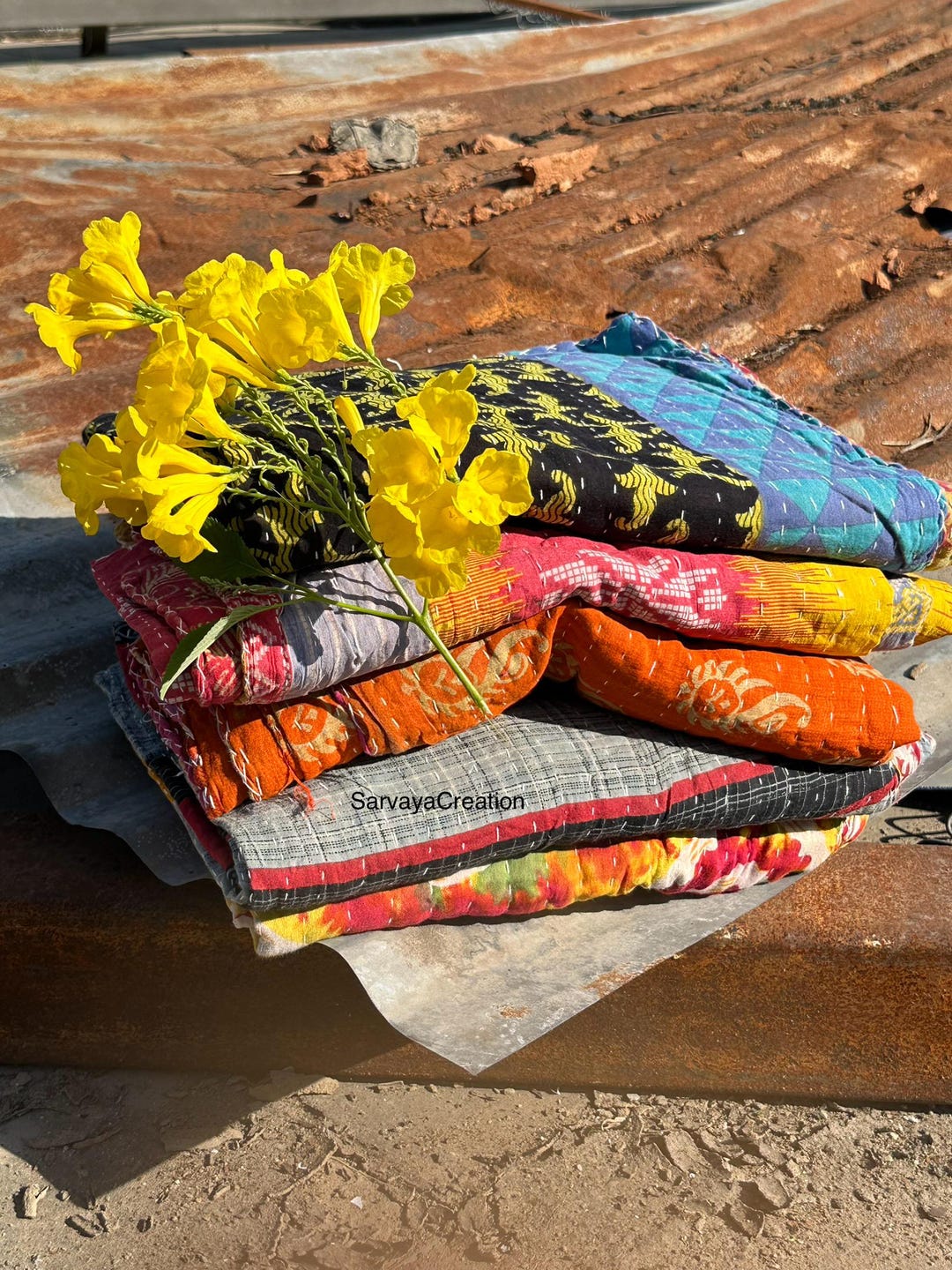Old Vintage Assorted One Piece, Handmade Reversible Blanket Throw ...