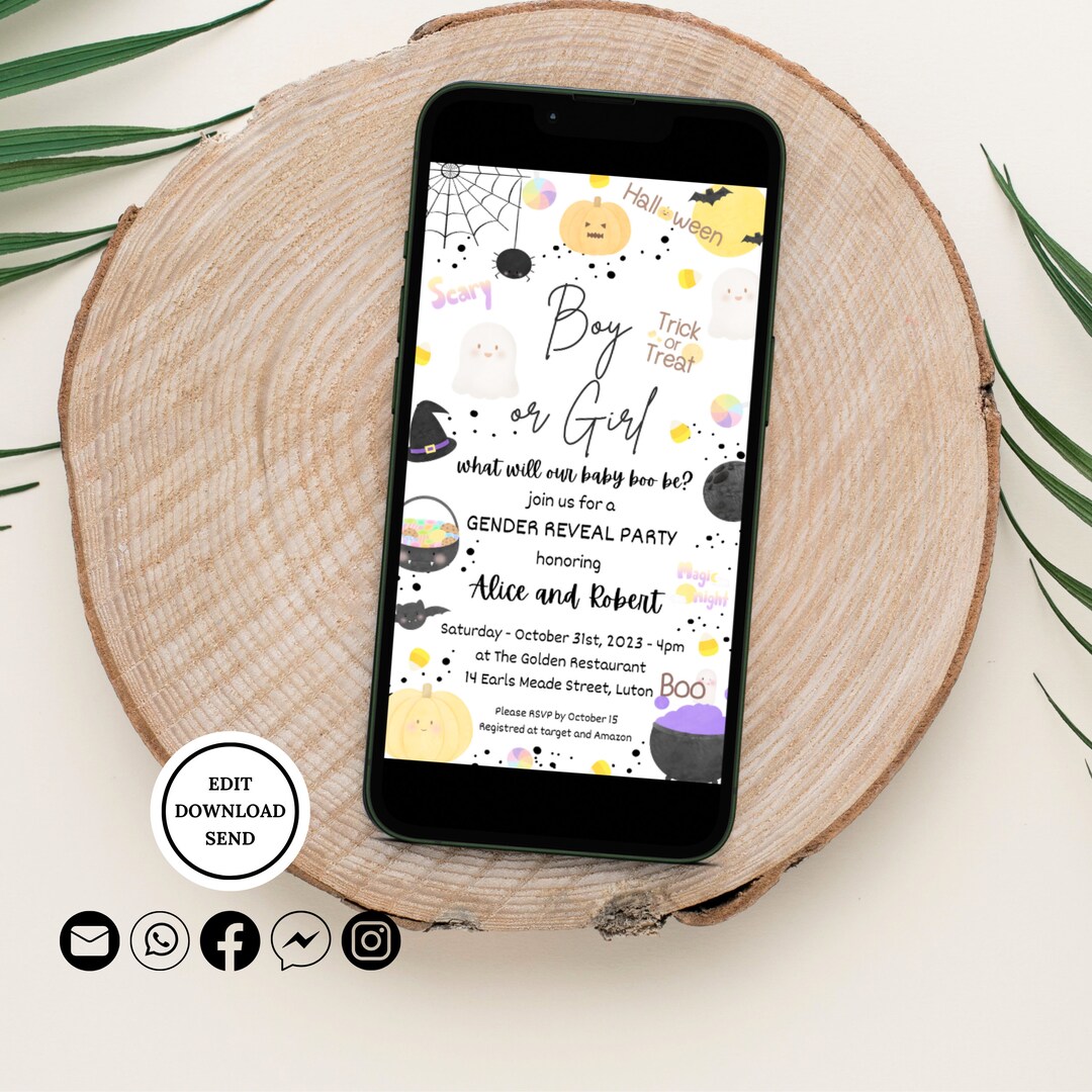 Little Boo Gender Reveal Invitation, Editable Ghost Gender Reveal ...