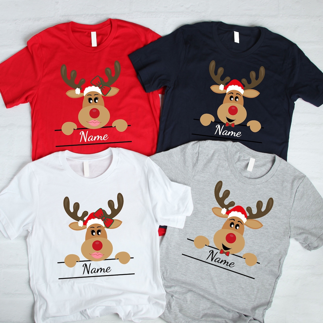 Christmas Custom Name Reindeer Shirt, Custom Family Christmas Reindeer ...