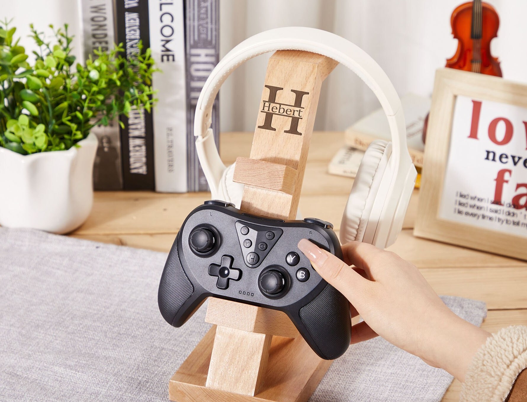 Personalized Wooden Controller Stand Engraved Pc Gamer Gift Holder Xbox ...