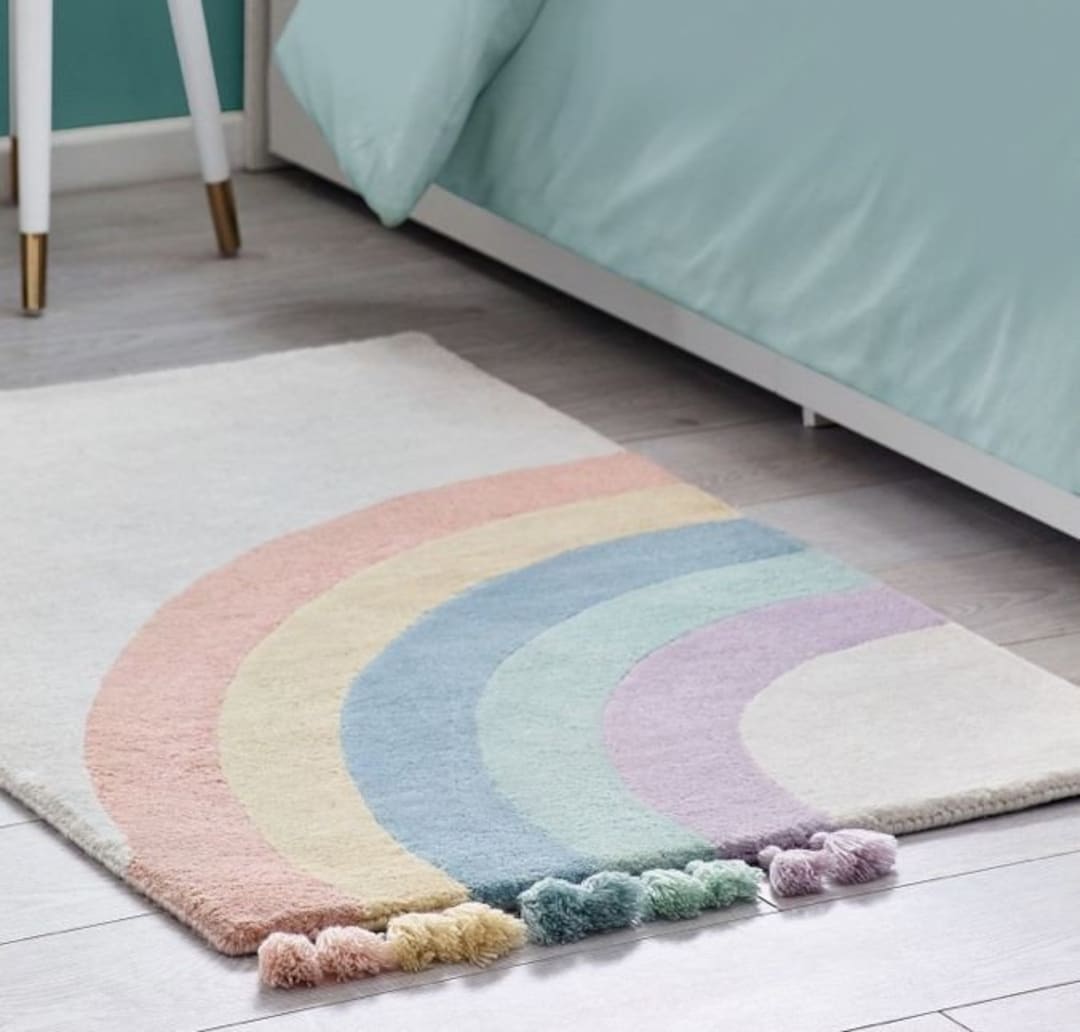 Pastel Rainbow Rug ,kids Rug , Modern Rug , Tufted Rug , for Bedroom ...