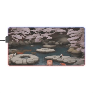 Japanese Desk Mat, Traditional Japanese Koi Pond, LED Gaming Mouse Pad ...