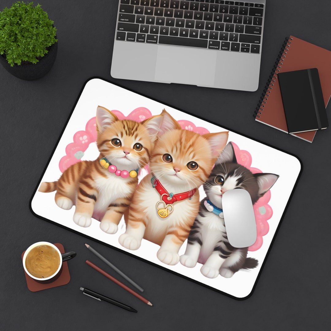 Cute Cat Desk Mat, XXL Mousepad With Cats, Non Slippery, Gamer Gift ...