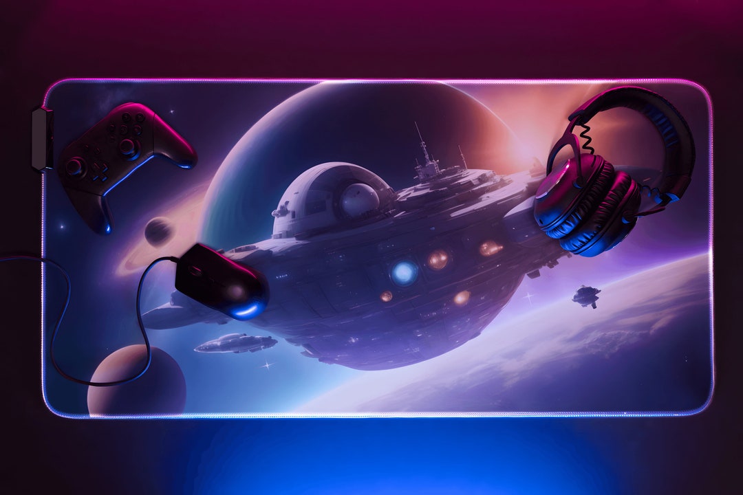 Starfield LED Gaming Mouse Pad, XXL Gaming Desk Mat, Spaceship, Sci-fi ...