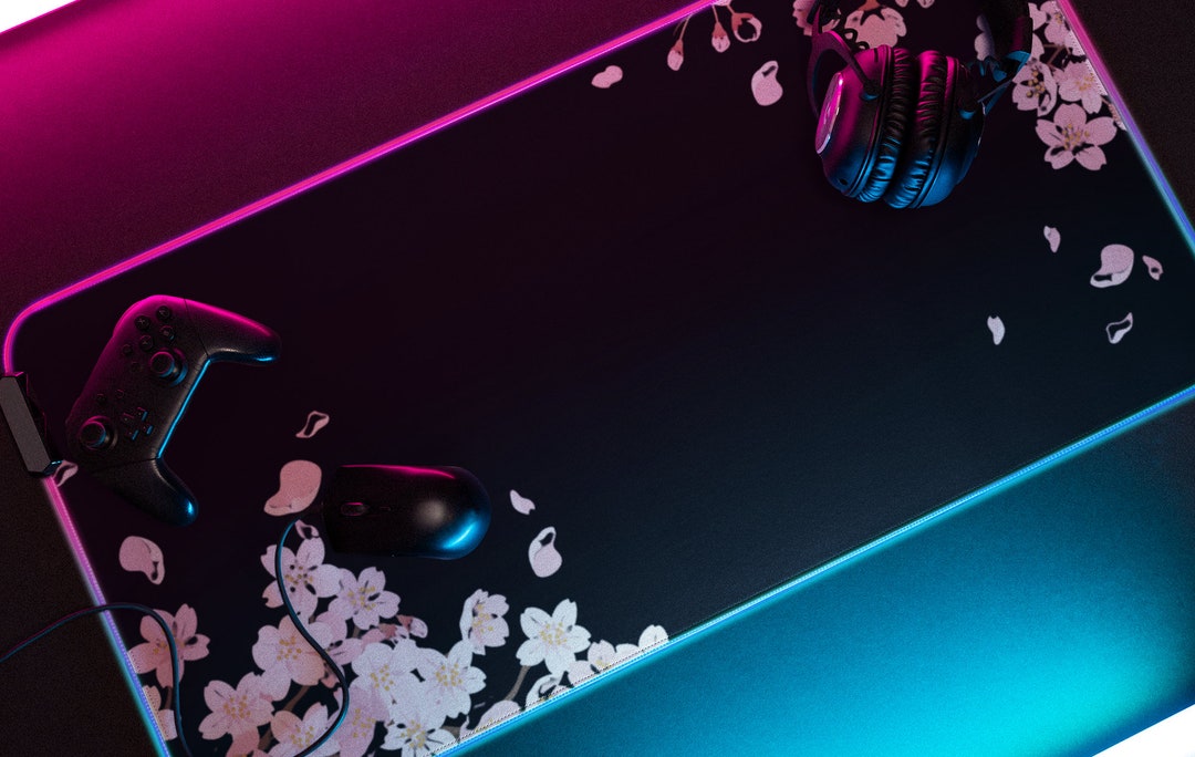 Large Japanese Minimalistic Cherry Blossom RGB Gaming Mousepad - Floral ...