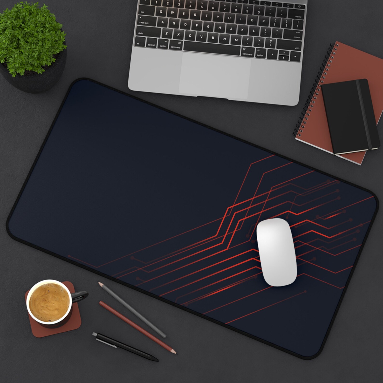 Modern and Tech-inspired Black Gaming Mousepad With Red Highlights ...