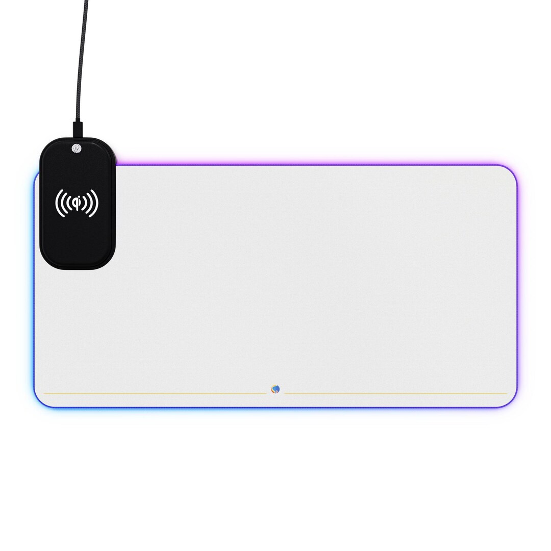 White LED Gaming Mouse Pad With Wireless Charging, Extra Large RGB Desk ...