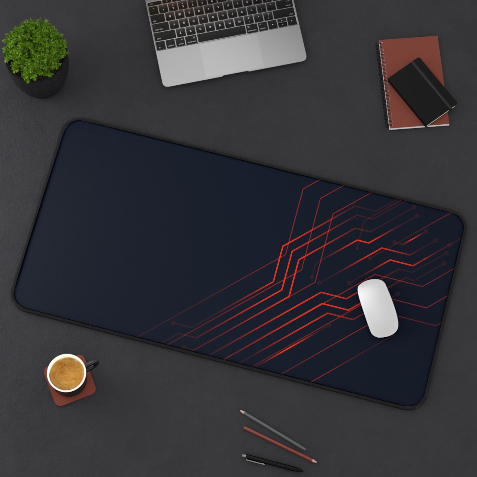 Modern and Tech-inspired Black Gaming Mousepad With Red Highlights ...