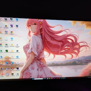 Pink Haired Anime Girl Desktop Wallpaper - Digital Download, Cute ...