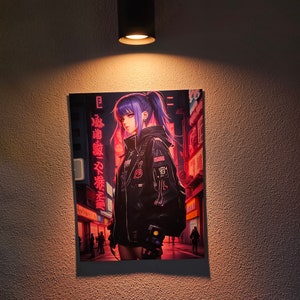 Cyberpunk Anime Girl Poster - Cute and Neon, Perfect for Anime and ...