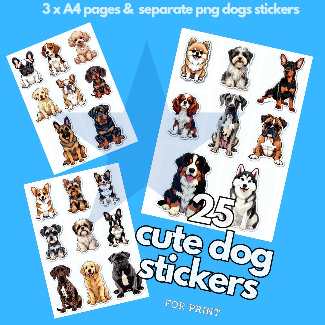 Cute Dogs Puppy Clipart Stickers, Dog Graphics, Dog Stickers, Dog ...