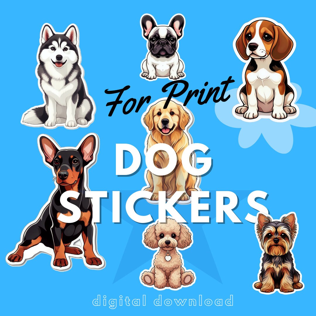 Cute Dogs Puppy Clipart Stickers, Dog Graphics, Dog Stickers, Dog ...