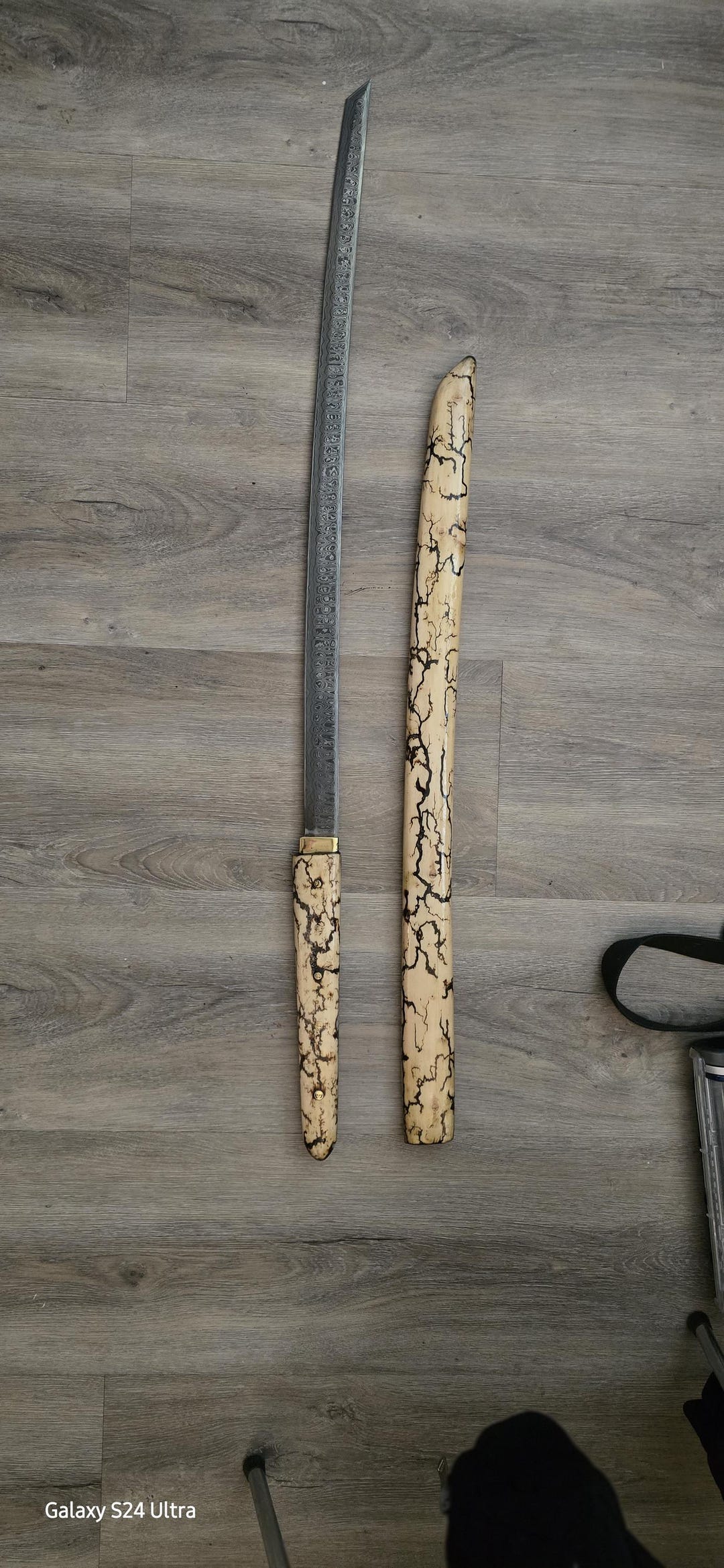 Damascus Katana Japanese Fighting Sword W/maple Hardwood Stable Sheath ...