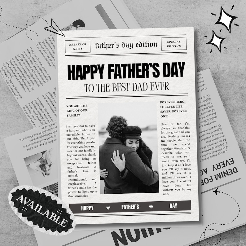 Father's Day Newspaper Template, Canva Template, Happy Father's Day ...