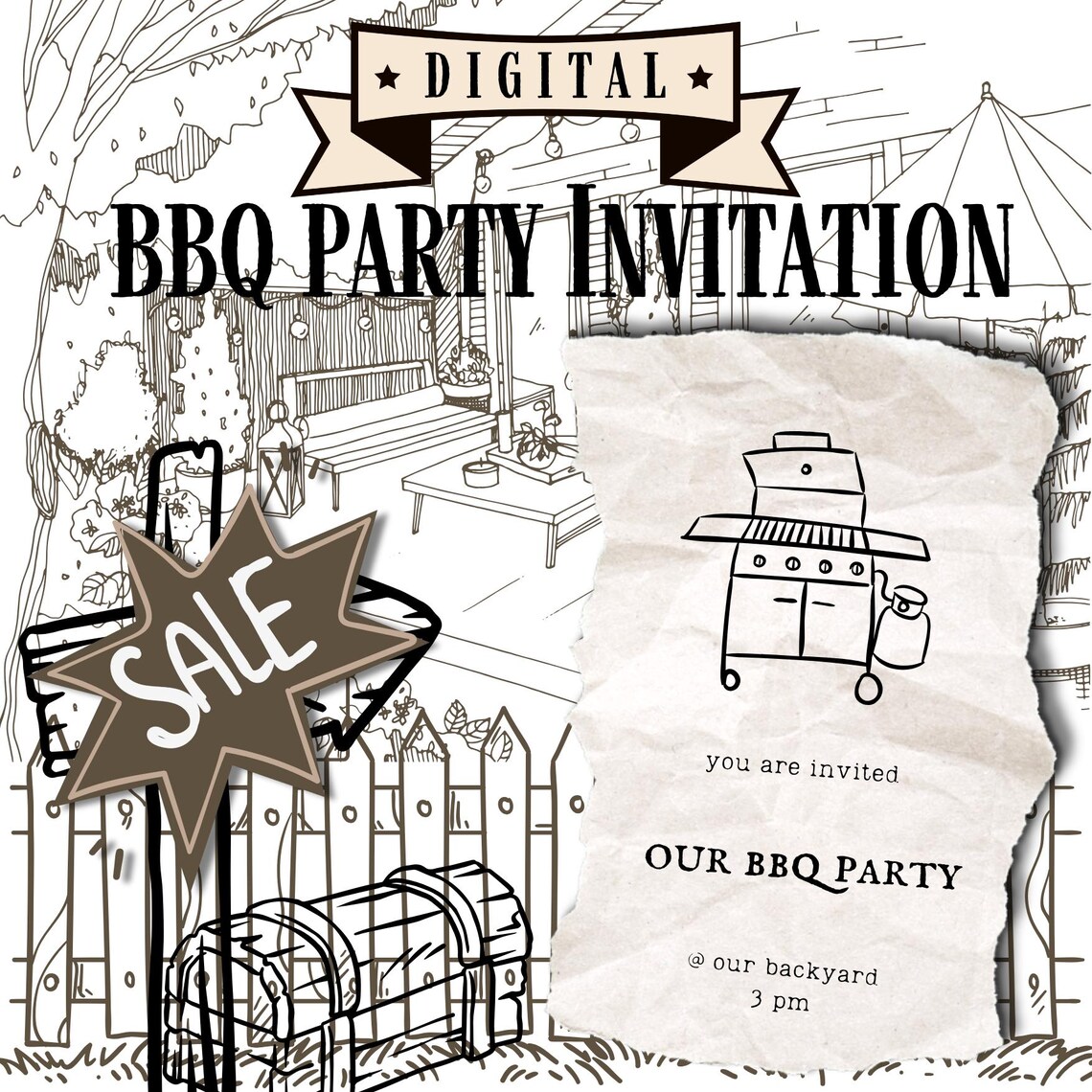 Printable BBQ Party Invitation | Printable Backyard BBQ Invite ...
